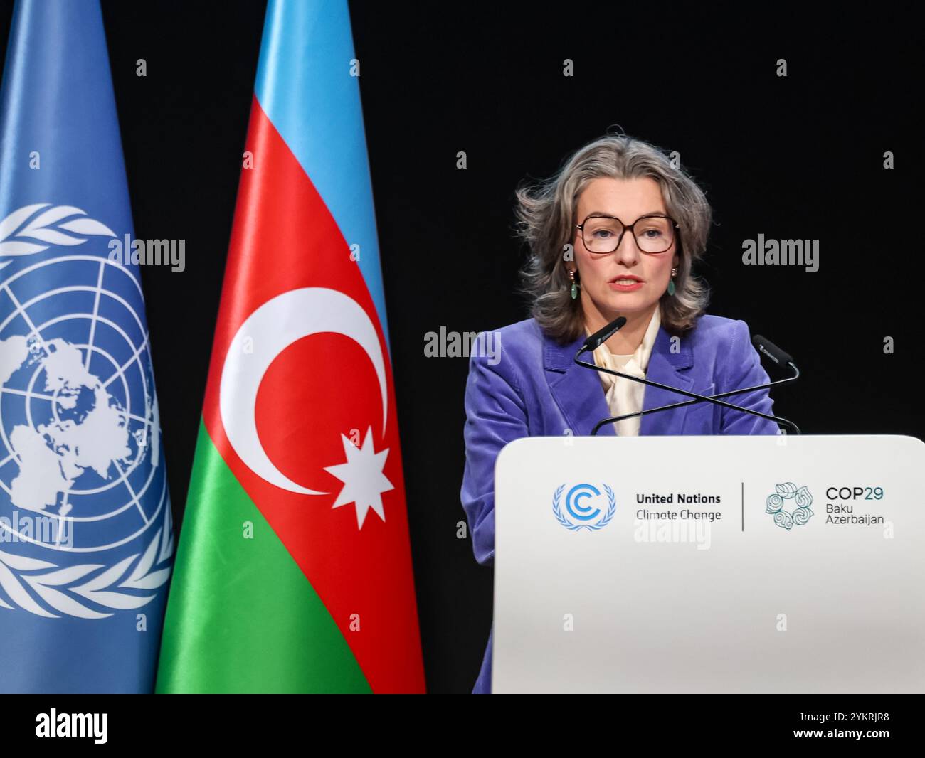 Baku, Azerbaijan, November 19, 2024. Yoko Alender, Minister of Climate ...