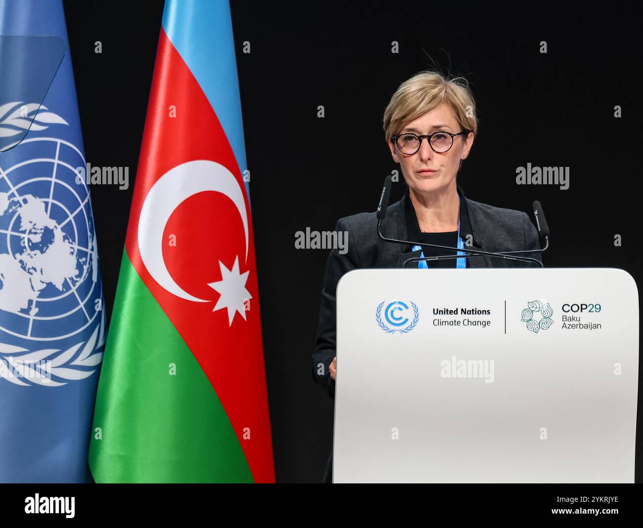 Baku, Azerbaijan, November 19, 2024. Céline Caron-Dagioni, Minister of Public Works, Environment ...
