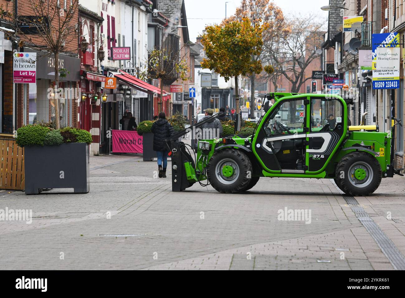 tele handler being used as a security barrier Stock Photo - Alamy