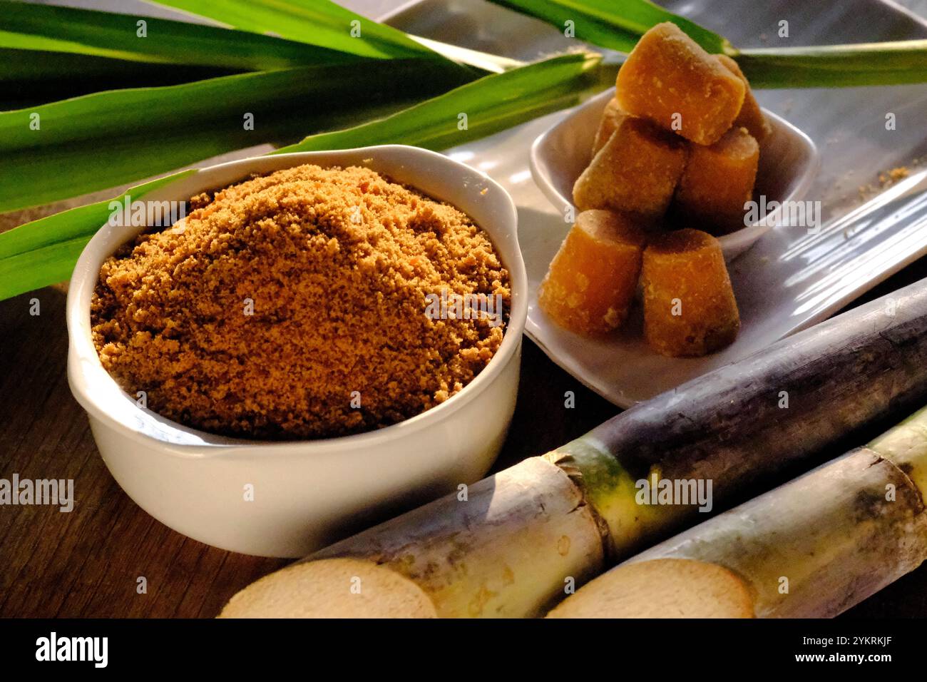 Jaggery Powder, Brown sugar, sugarcane cubes in bowl, Jaggery Powder is ...