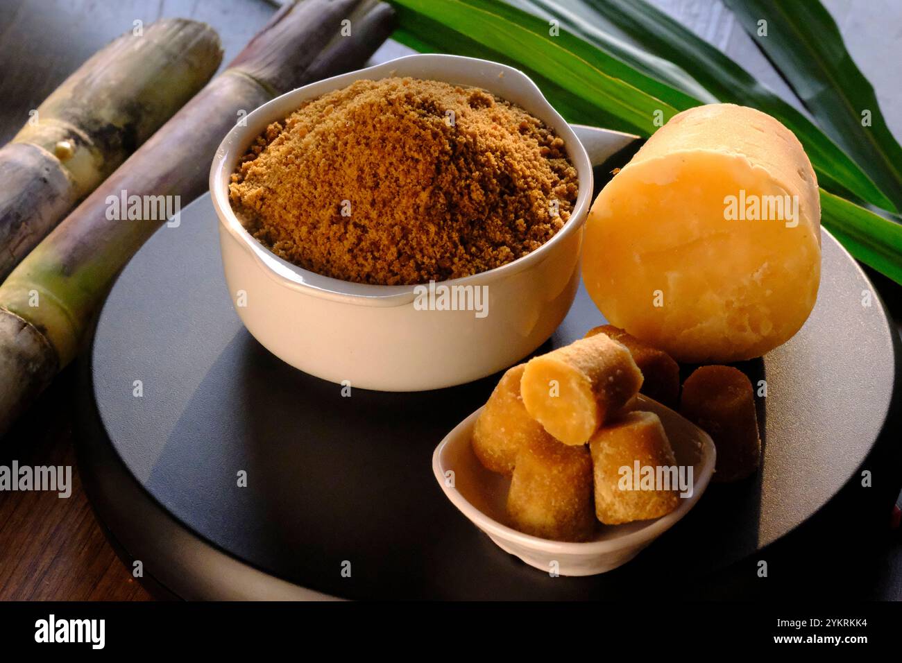 Jaggery Powder, Brown sugar, sugarcane cubes in bowl, Jaggery Powder is ...
