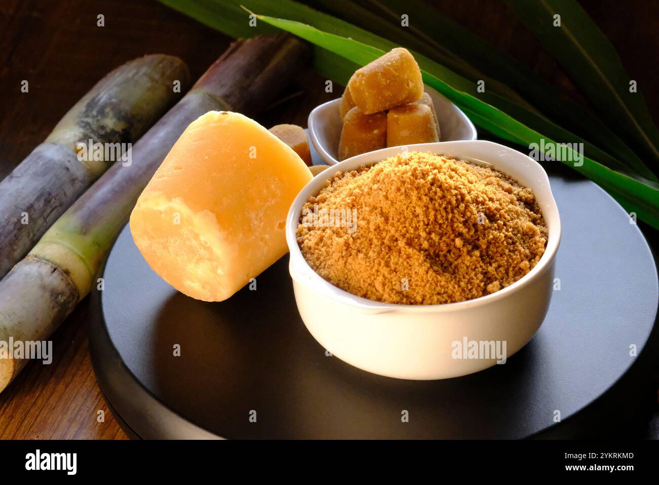 Jaggery Powder, Brown sugar, sugarcane cubes in bowl, Jaggery Powder is ...