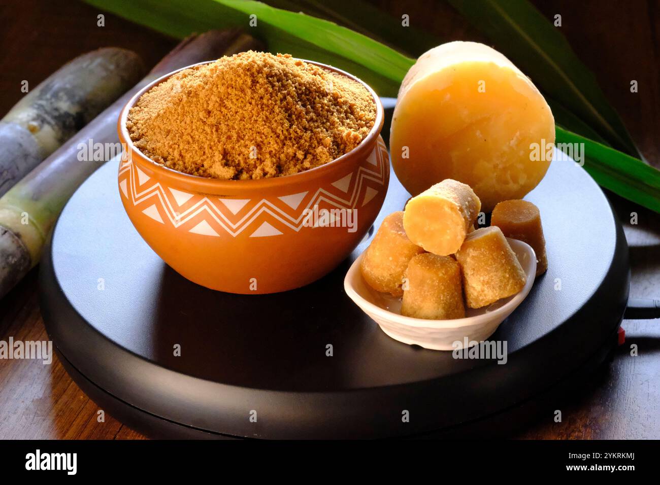 Jaggery Powder, Brown sugar, sugarcane cubes in bowl, Jaggery Powder is ...