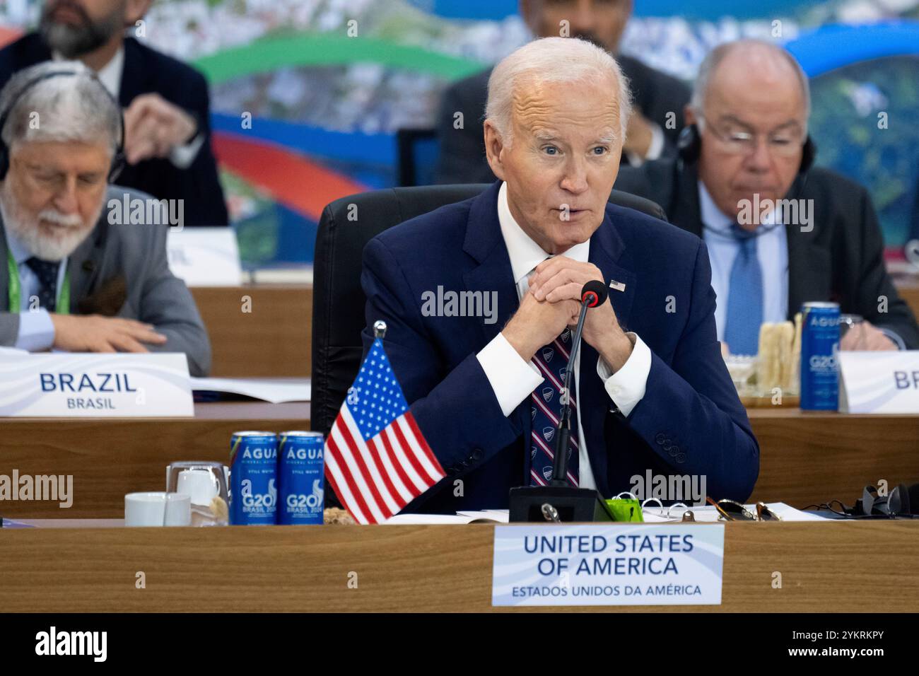 President Joe Biden speaks during the second day of the G20 Summit at ...