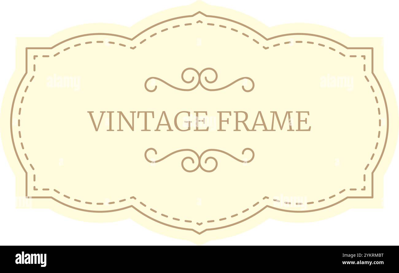 Elegant vintage frame features decorative flourishes on a pastel yellow ...