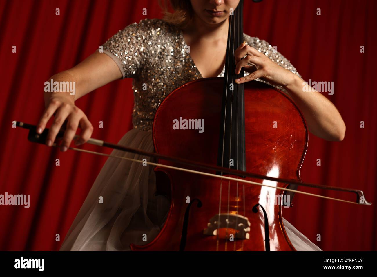 Professional cellist playing on stage hi-res stock photography and ...