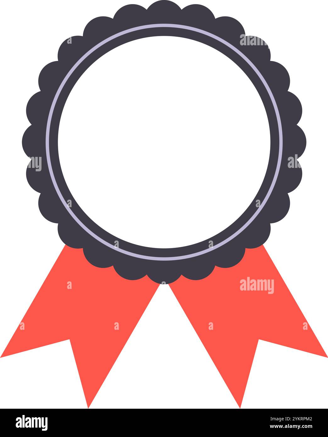 Round dark gray scalloped edge award ribbon with coral ribbons hanging ...