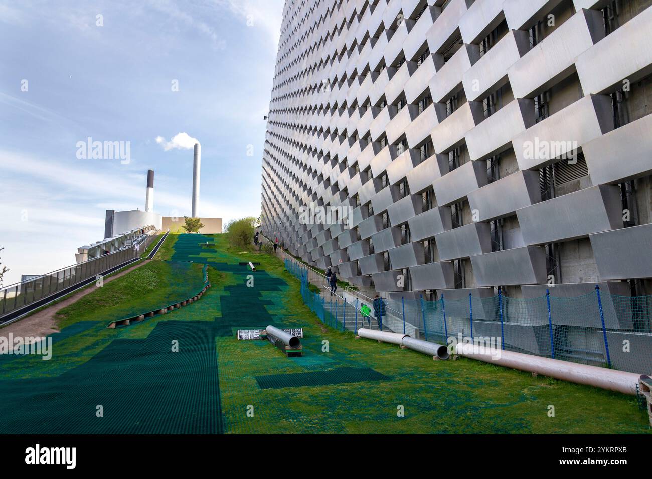 People on roof of Amager Bakke Copenhill, energy plant with ...