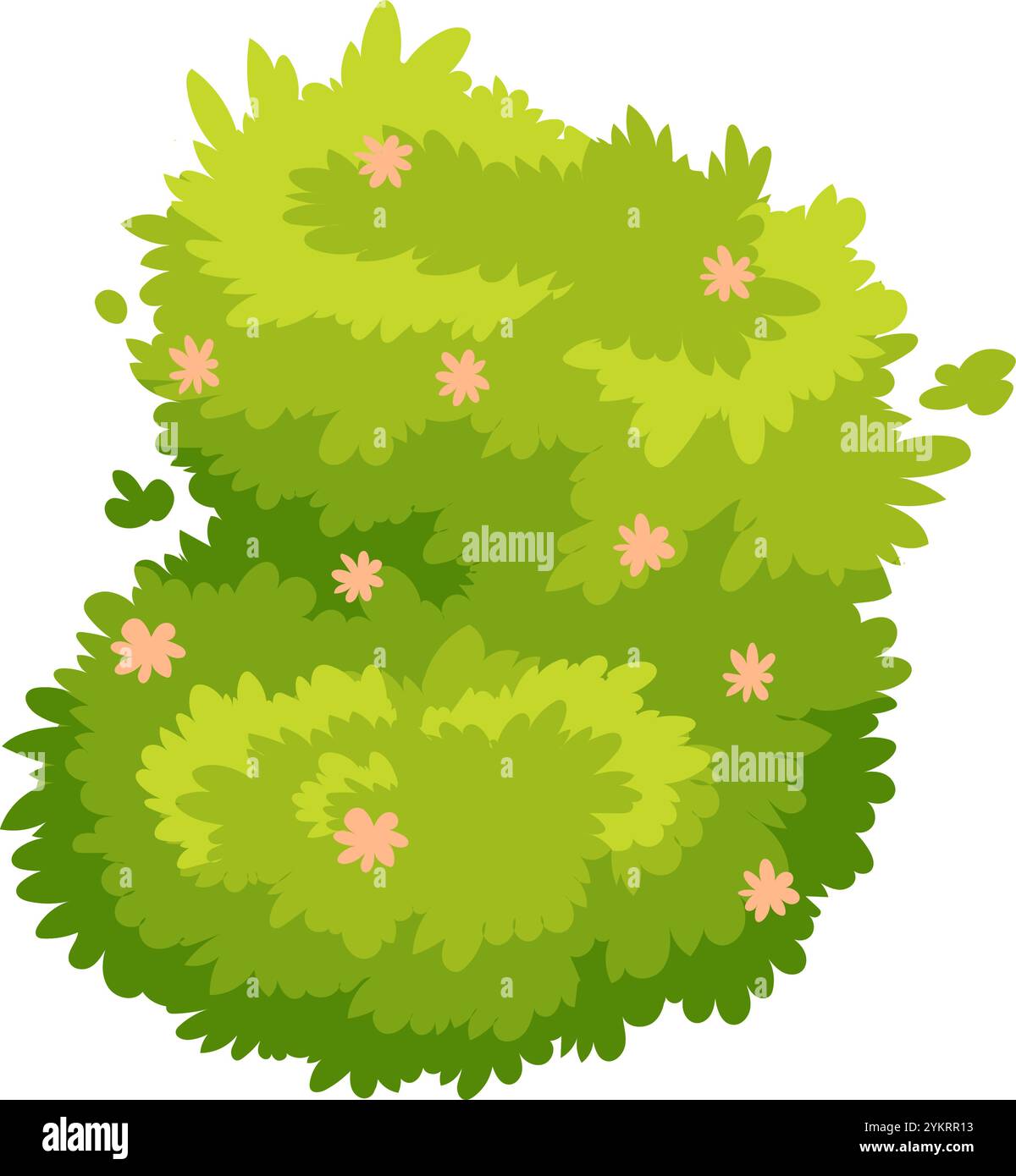 Lush green bush with small pink flowers in garden, vibrant and natural ...