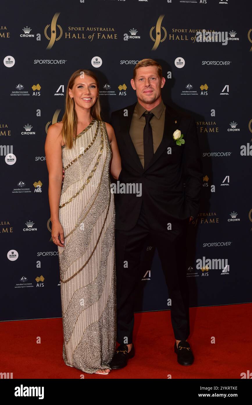 Mick Fanning with wife Karissa Dalton attending the red carpet for the ...