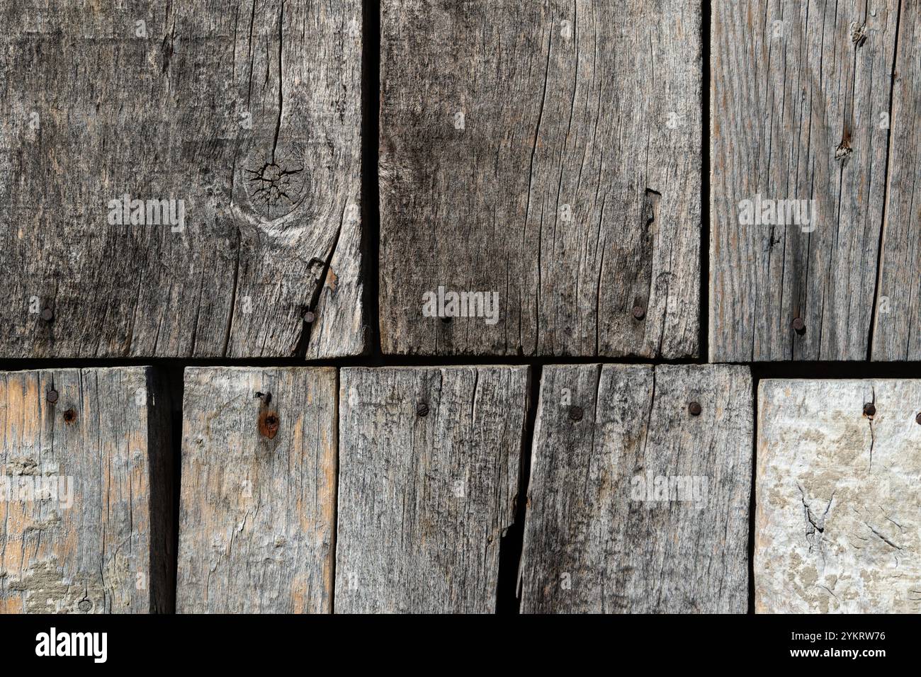 Old board nailed with rusty nails, wood texture on old building Stock ...