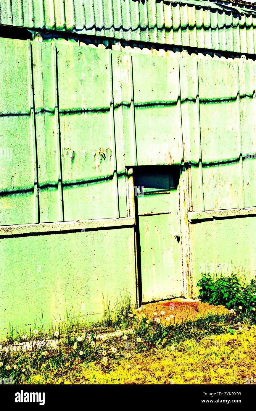 Old unused doorway of building on Japonski Island, Sitka, Alaska, USA ...