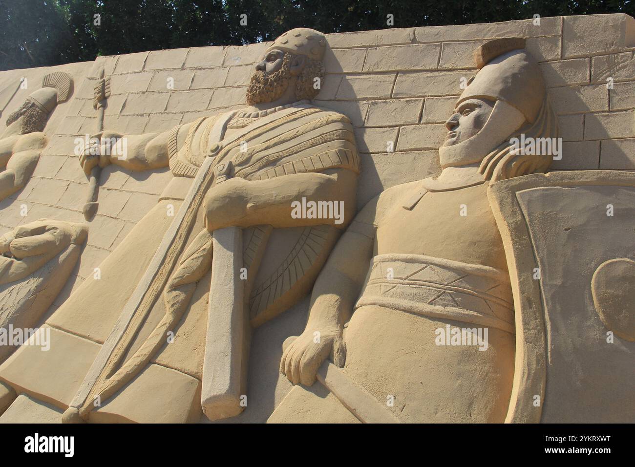 Sculptures made of sand for famous historical and ancient figures Stock ...