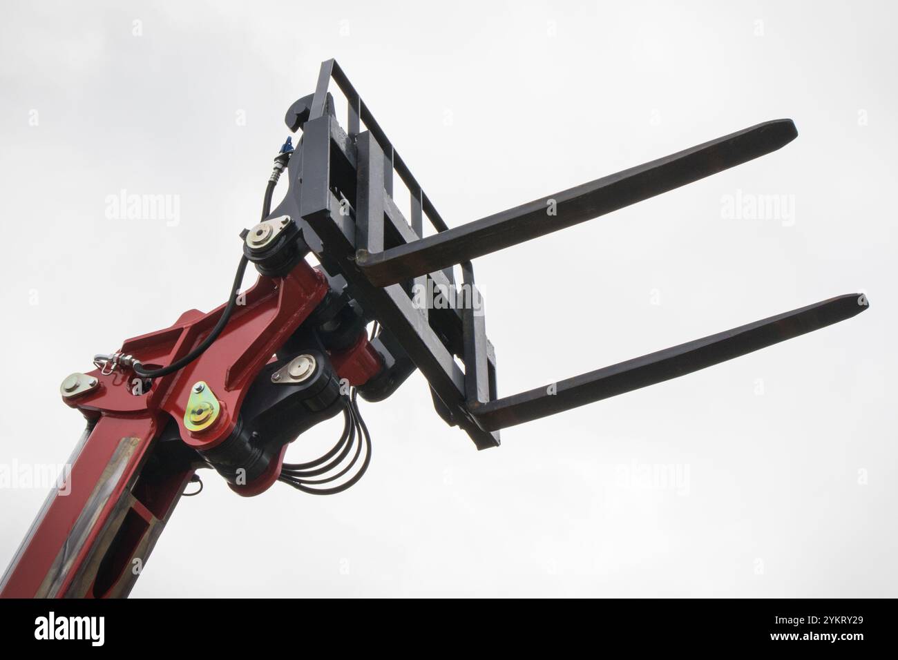 Forklift loader or stacker. Part of hydraulic and pneumatic mechanism ...