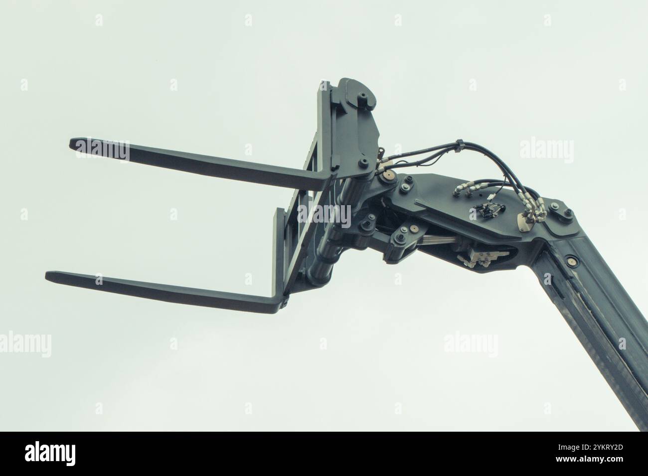 Forklift loader or stacker. Part of hydraulic and pneumatic mechanism ...