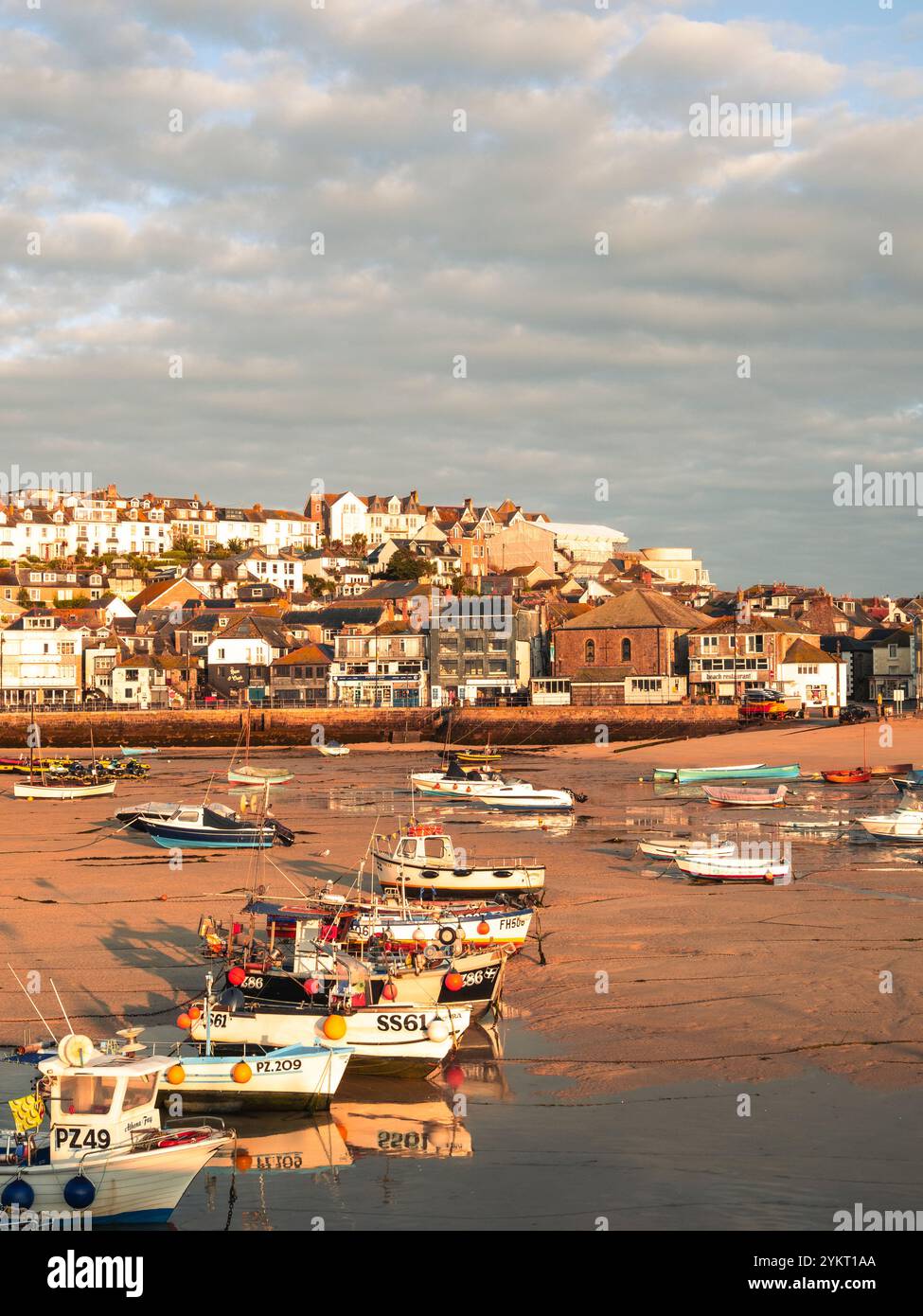 Fishing Boats at Low tide, Sunrise, St Ives Harbour, St Ives, Cornwall ...