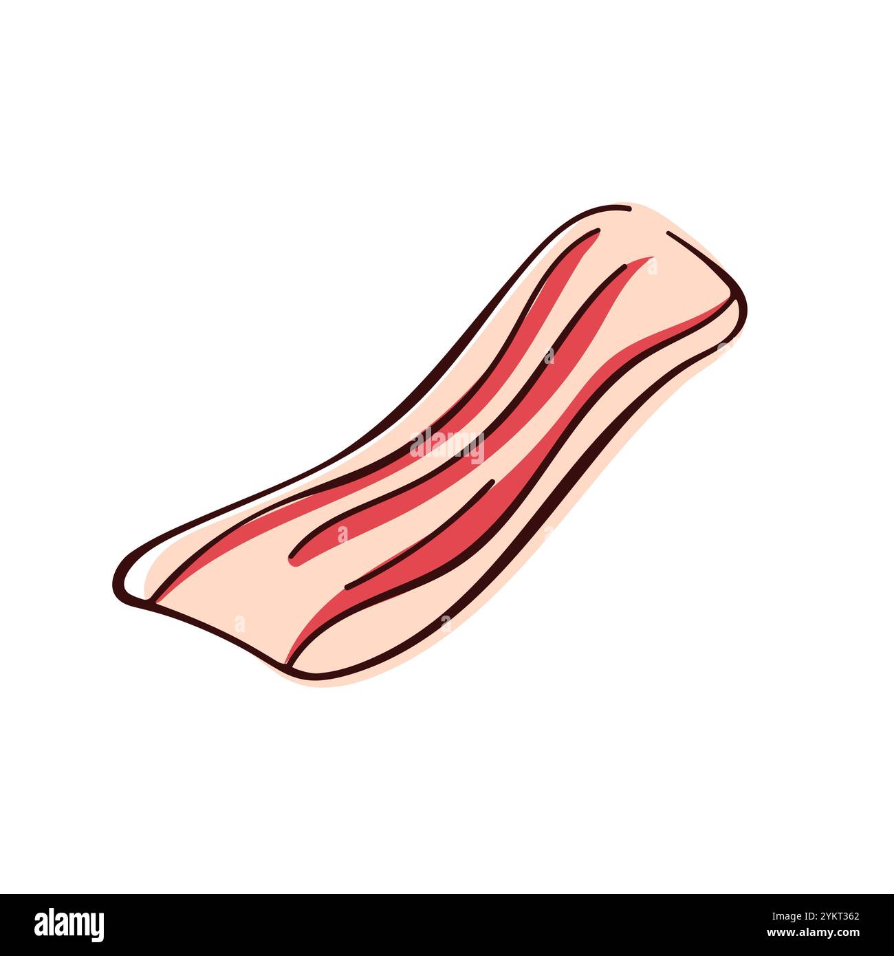 Bacon strip with lines in flat style. Ideal for food projects ...