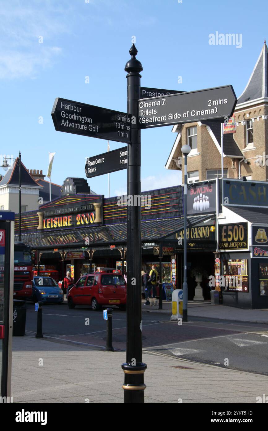 Paignton Town with Sign Post Devon England UK Stock Photo - Alamy