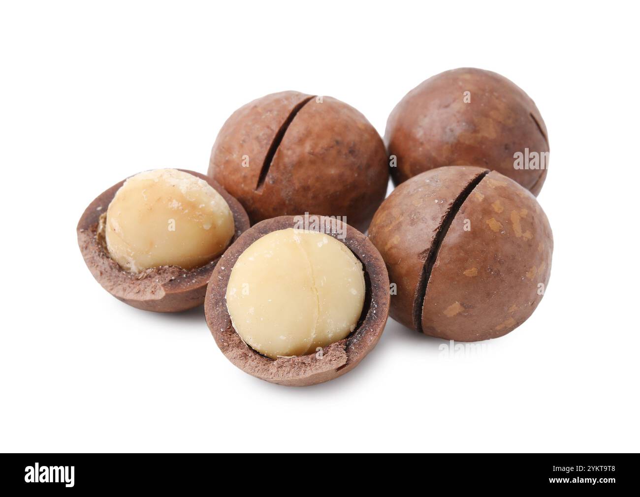 Macadamia nuts with shells isolated on white Stock Photo - Alamy
