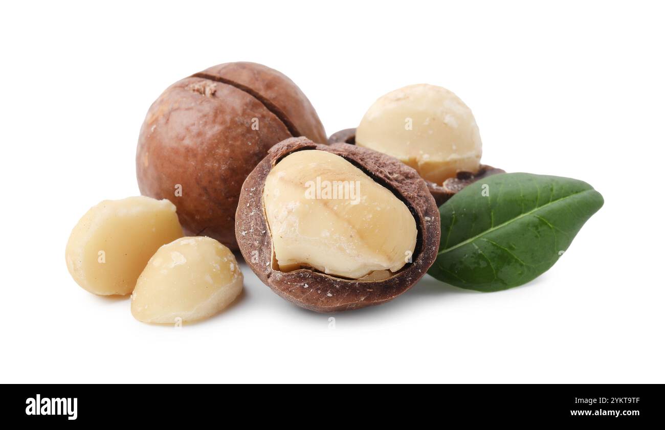 Macadamia nuts with shells isolated on white Stock Photo - Alamy