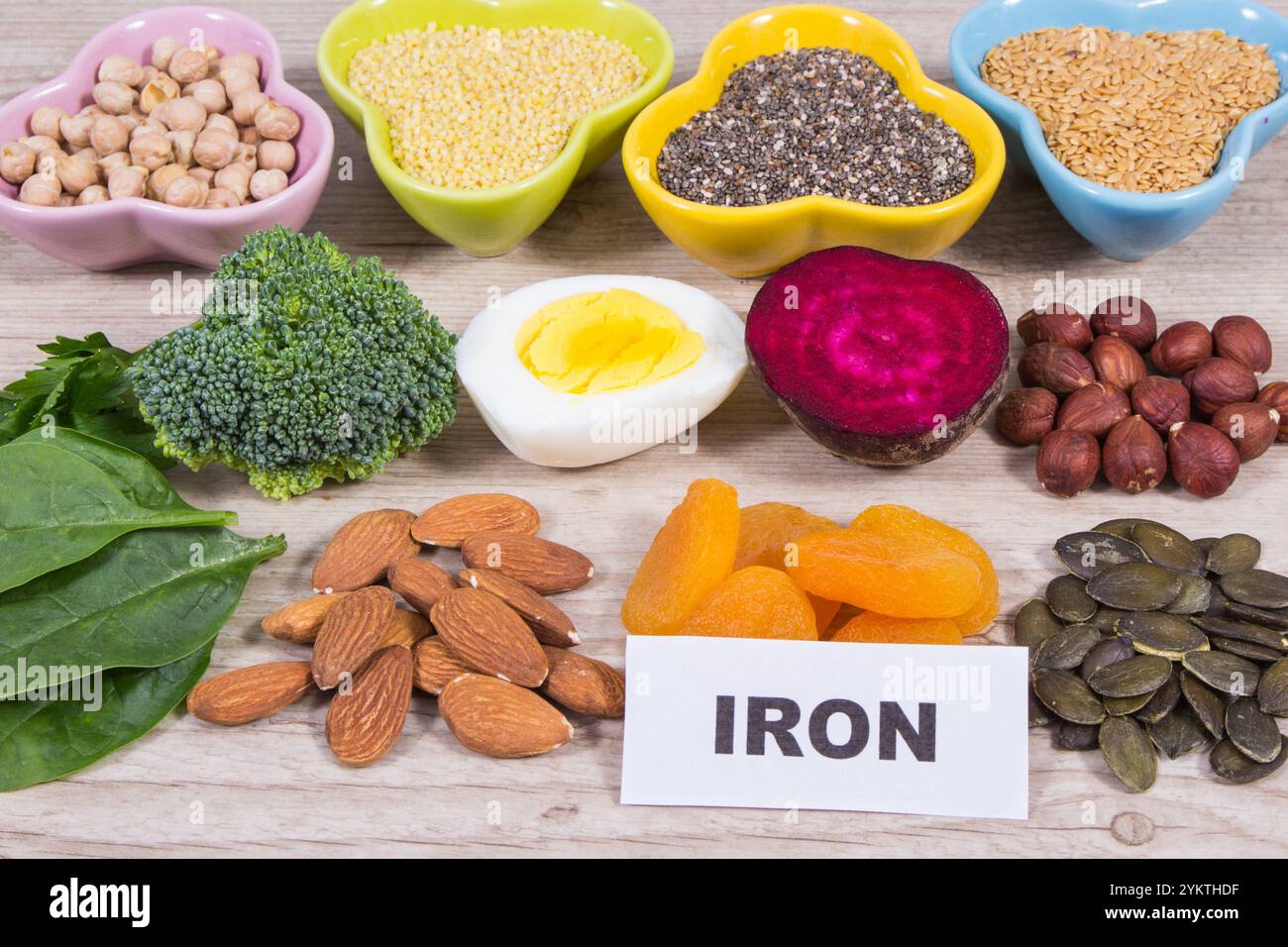 Healthy various nutritious ingredients as source natural iron, minerals ...