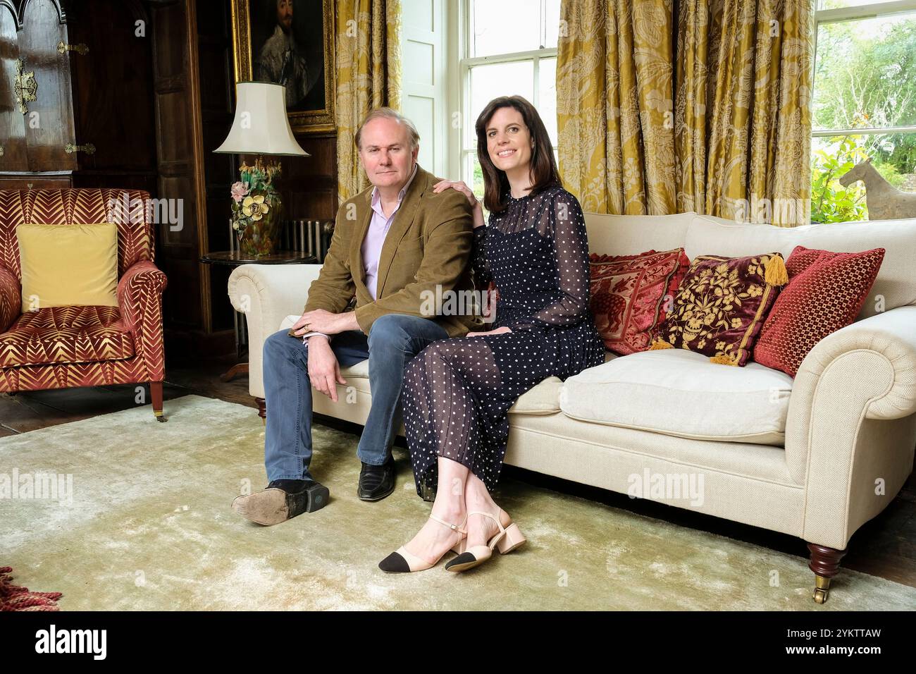 Lady Laura Cathcart with husband William Cash pictured at their home ...