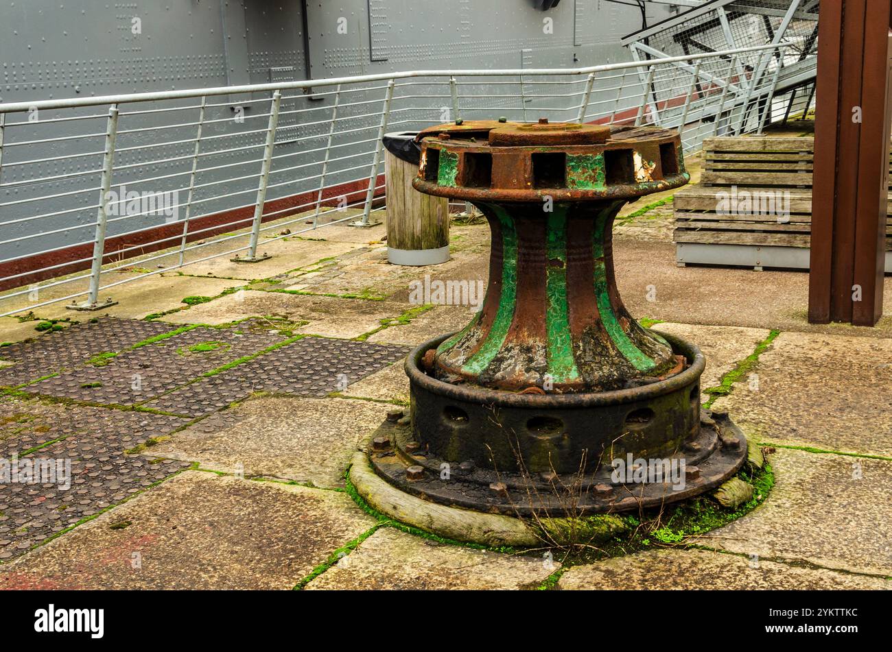 Old mooring capstan once used for securing a ship to the quayside in ...