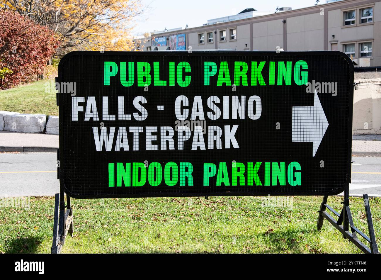 Public parking sign on Bender Street in Niagara Falls, Ontario, Canada ...