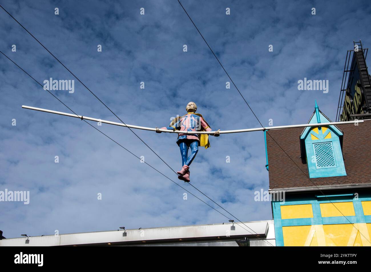 Sculpture of a tight rope walker on Victoria Avenue in Clifton Hill ...
