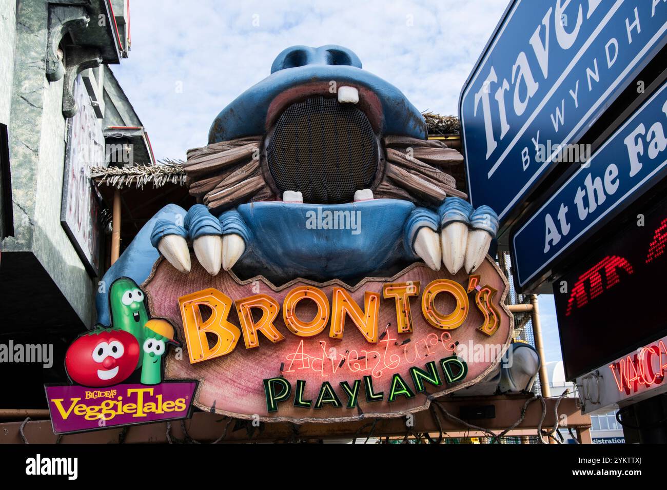 Bronto's Adventure Playland sign on Clifton Hill in Niagara Falls ...
