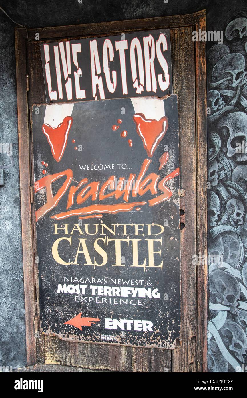 Live actors sign at Dracula's Haunted Castle on Clifton Hill in Niagara ...