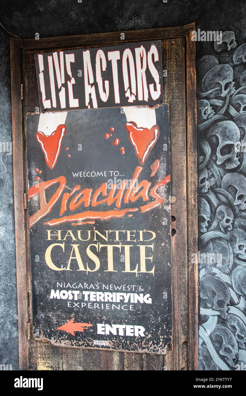 Live actors sign at Dracula's Haunted Castle on Clifton Hill in Niagara ...