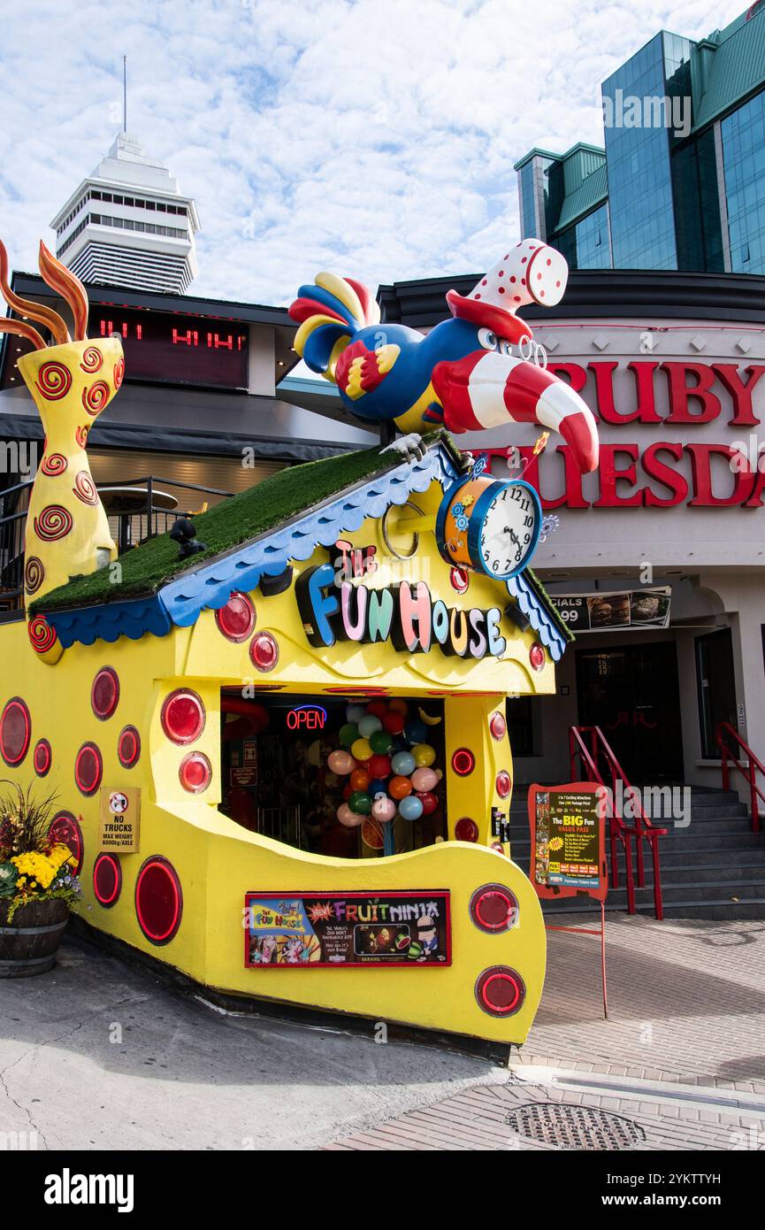The Fun House sign on Clifton Hill in Niagara Falls, Ontario, Canada ...
