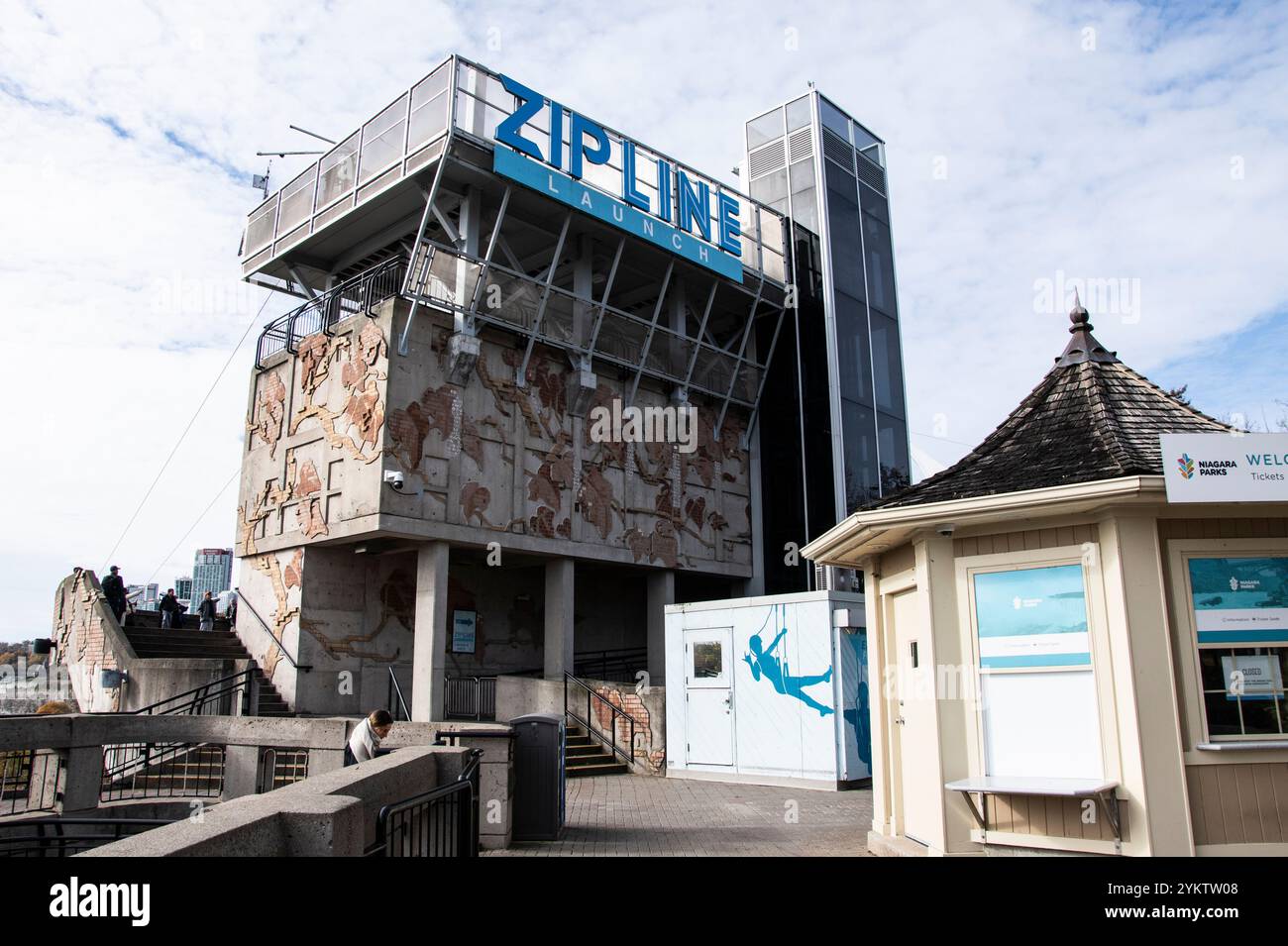Zipline Launch sign in Niagara Falls, Ontario, Canada Stock Photo - Alamy