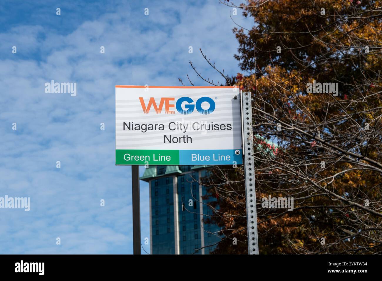 WeGo bus sign on Niagara Parkway in Niagara Falls, Ontario, Canada ...