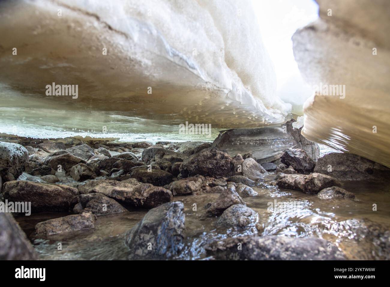 Under the ice of the Wheaton River that has started thawing out after ...