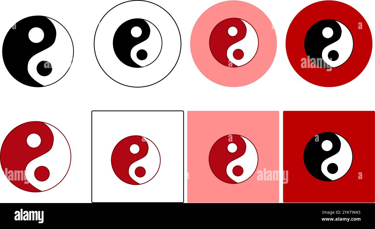 Yin Yang icon logo on white background. vector graphic illustration ...