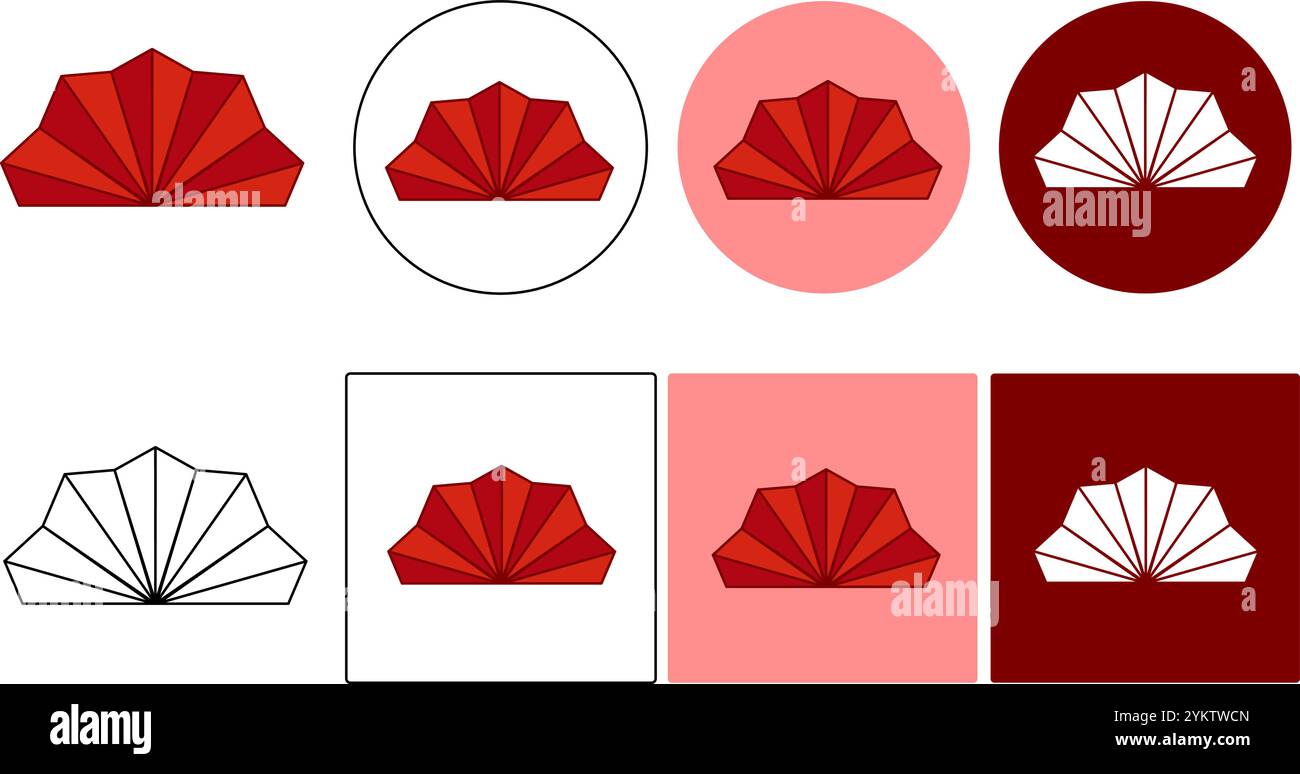 chinese hand fan icon logo design vector template in graphic Stock ...