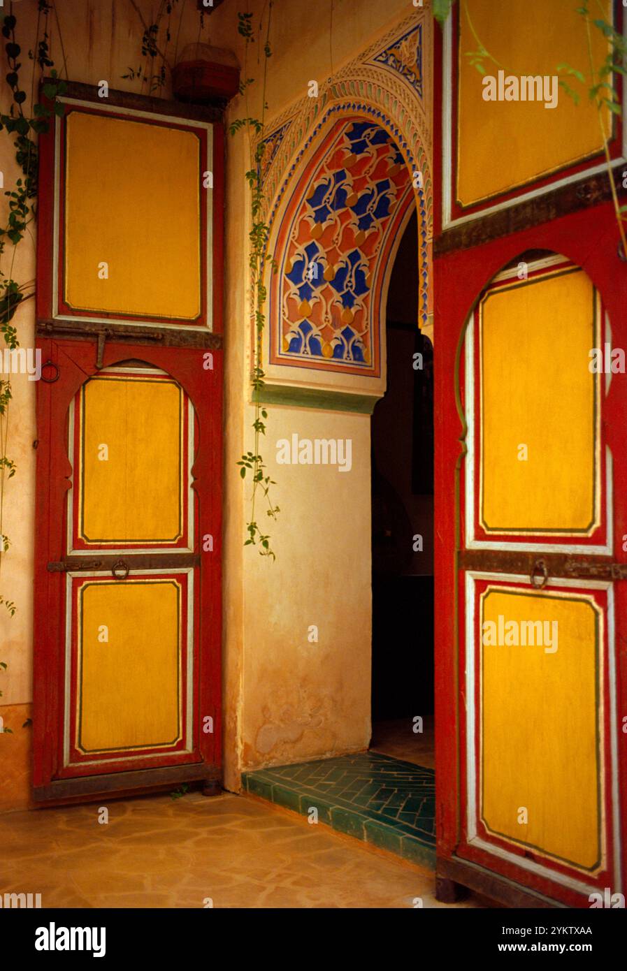 An ancient doorway to a riad house In the Mouassine Quarter in the ...