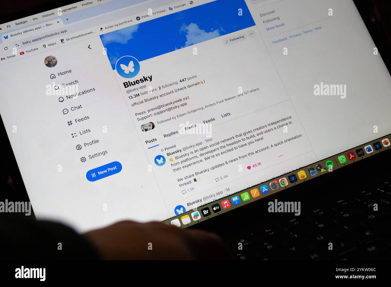 This photo illustration, the Bluesky logo is displayed on a computer on ...