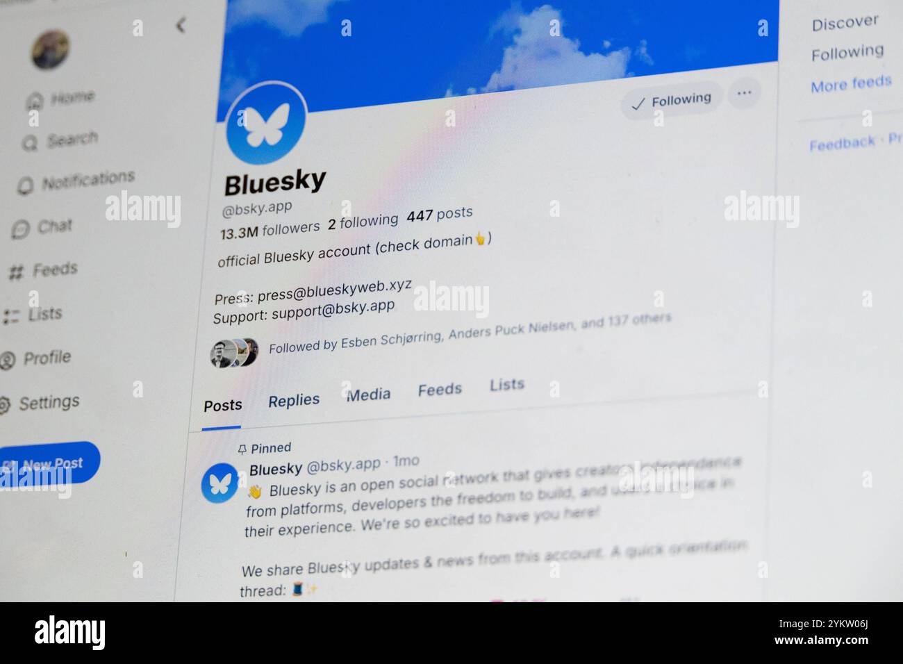 This photo illustration, the Bluesky logo is displayed on a computer on ...