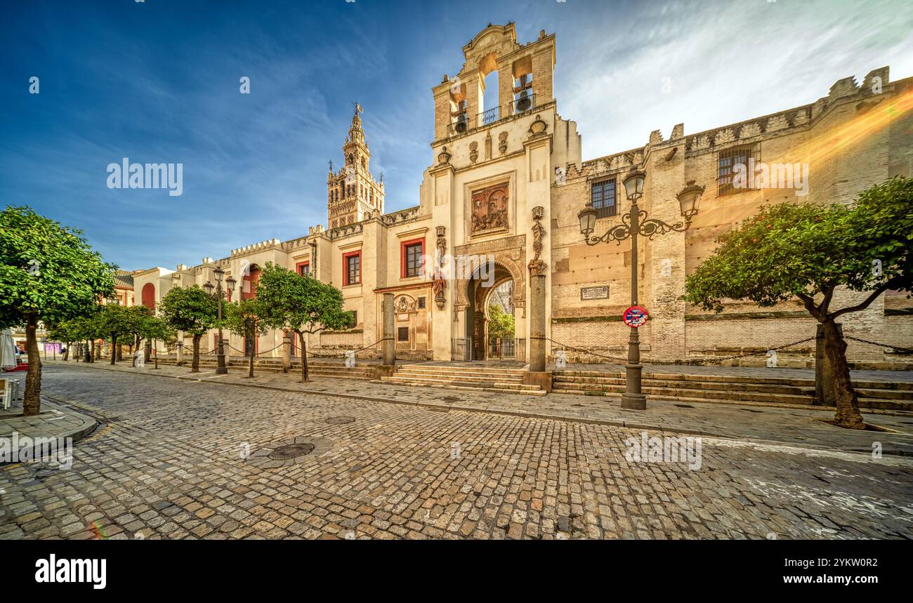 Captivating view of Puerta del Perdon and the iconic Giralda tower in ...