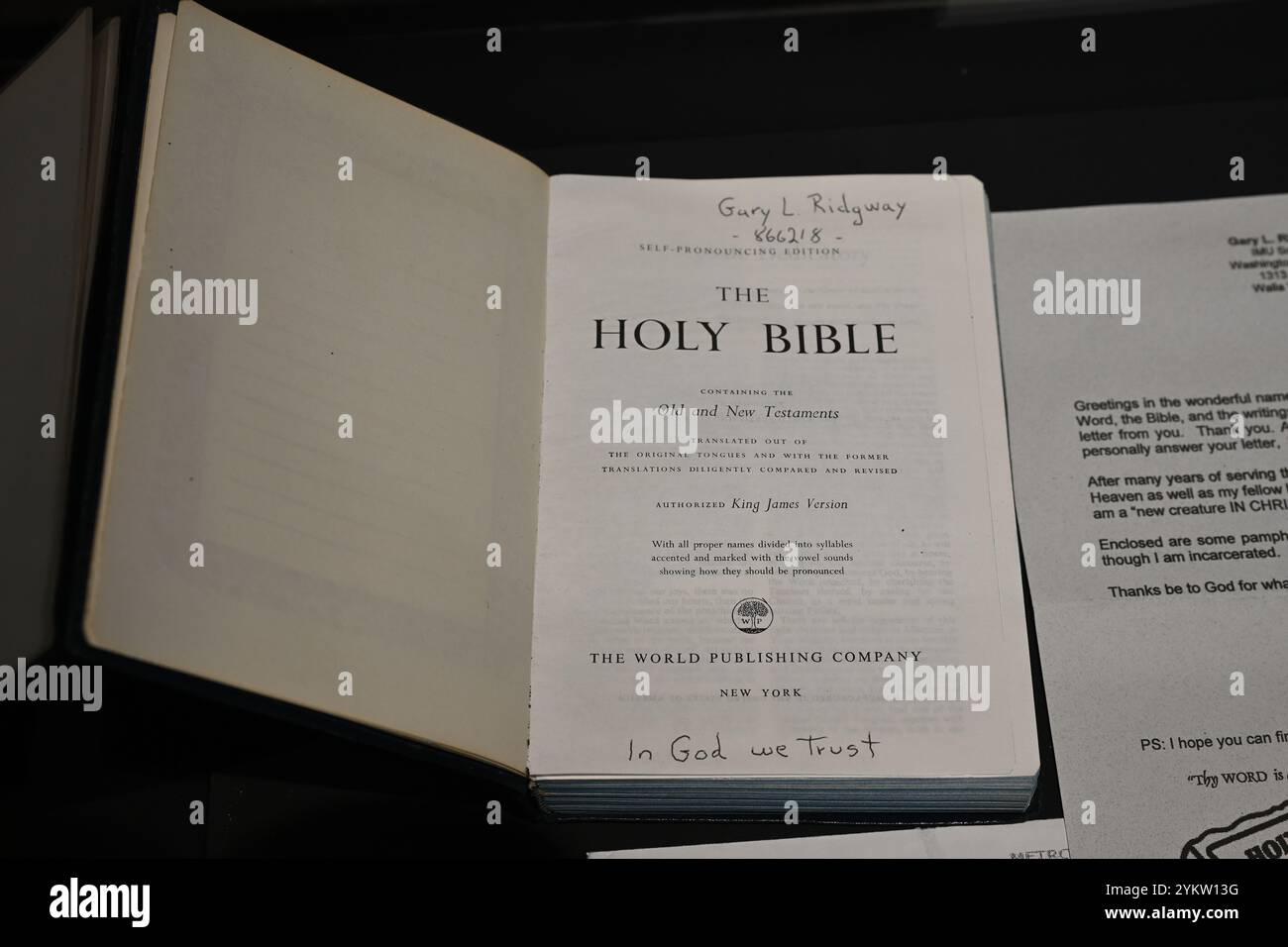 Autographed documents and a copy of the prison bible belonging to Gary ...