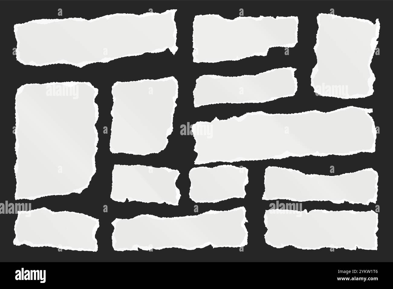 Ripped paper strips. Realistic crumpled paper scraps with torn edges ...