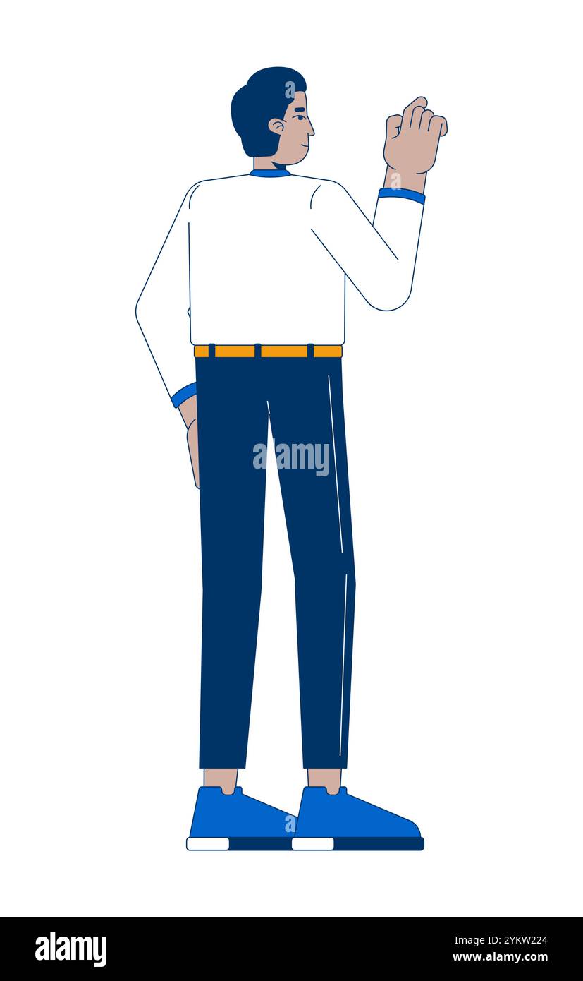 Indian man office worker pointing rear view 2D cartoon character Stock ...