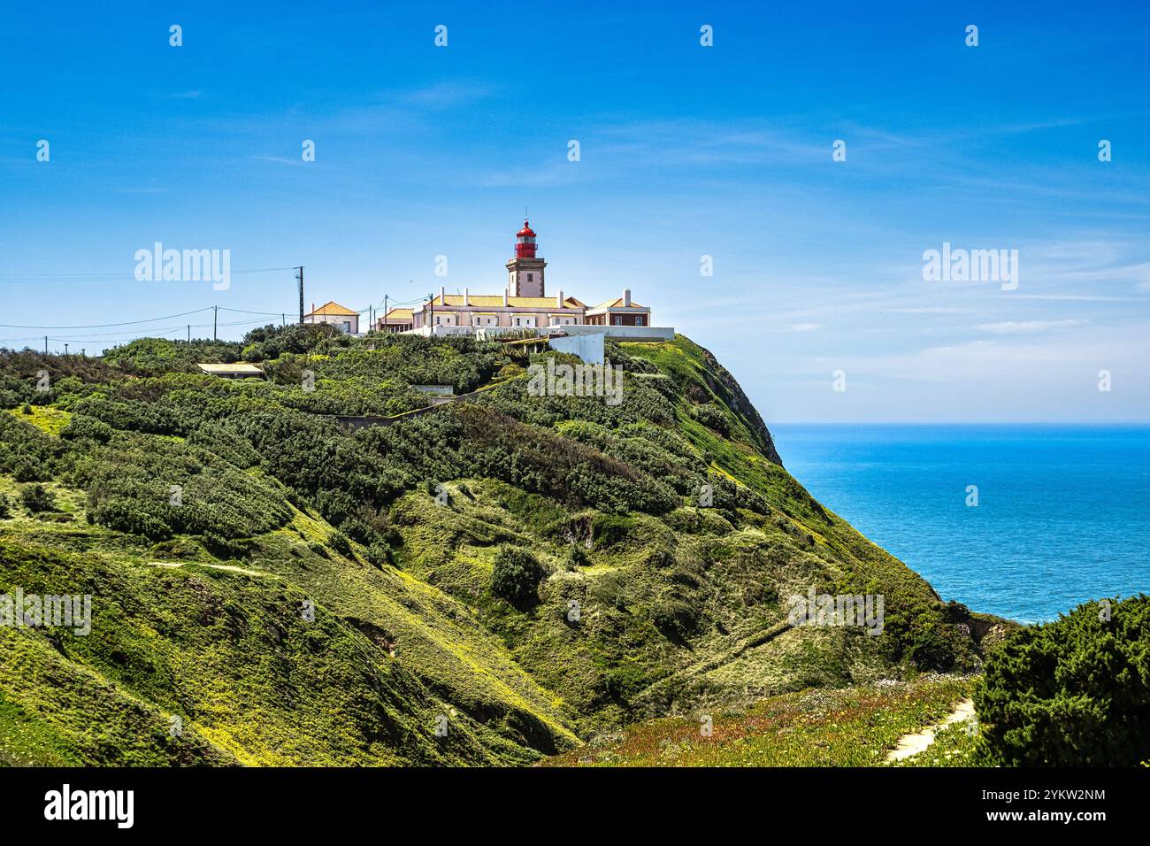 Lighthouse on Cabo da Roca - Roca Cape, westernmost point of the Sintra ...