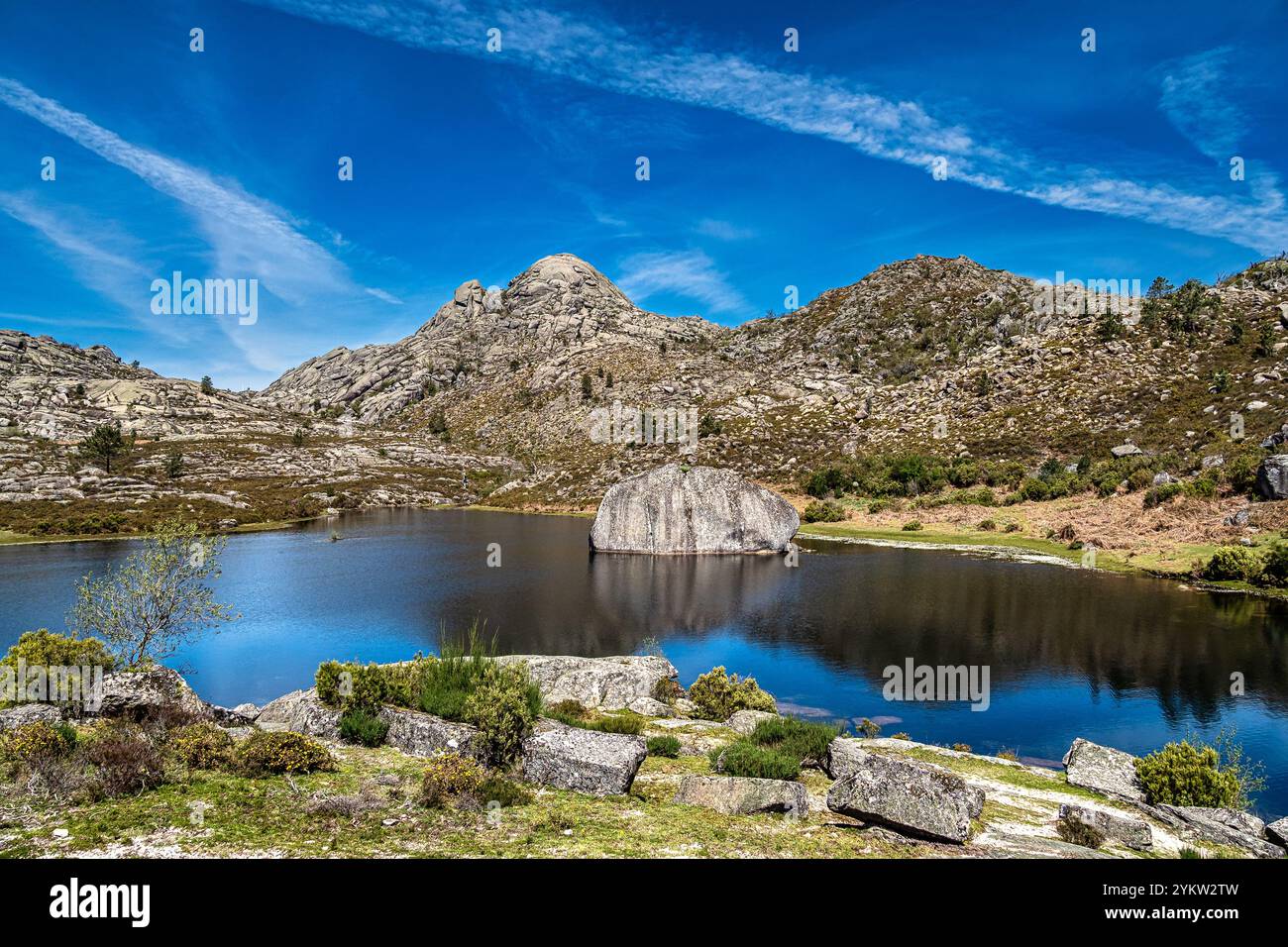 Beautiful lake at top of Penameda hill in national park Peneda Geres in ...