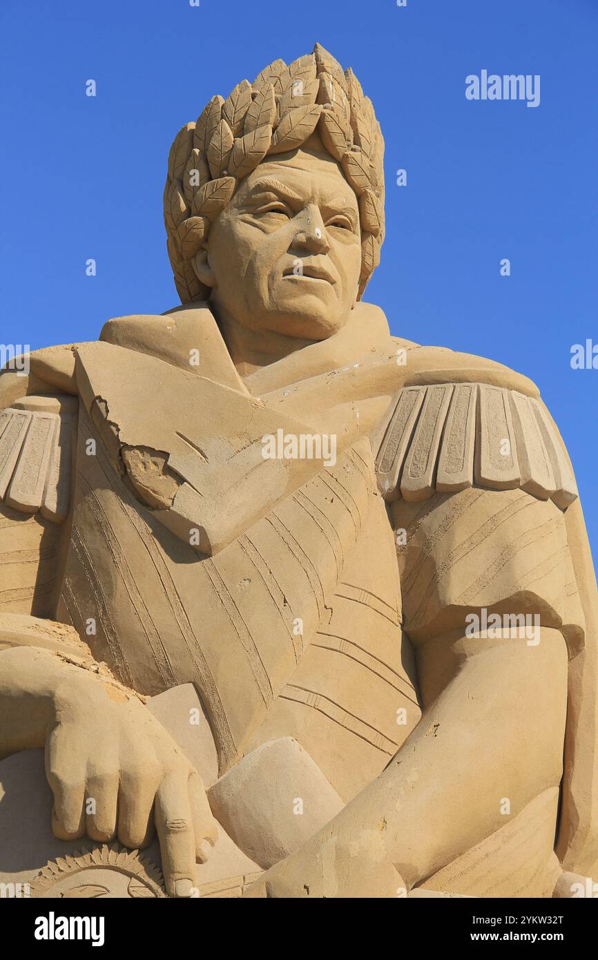 Sculptures made of sand for famous historical and ancient figures Stock ...