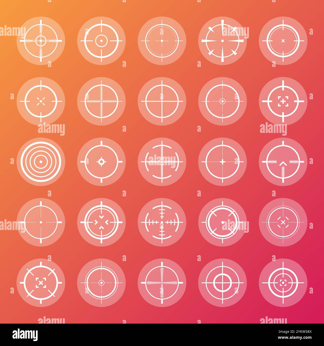 Colorful sniper rifle sights, weapon optical scope crosshair. Hunting ...