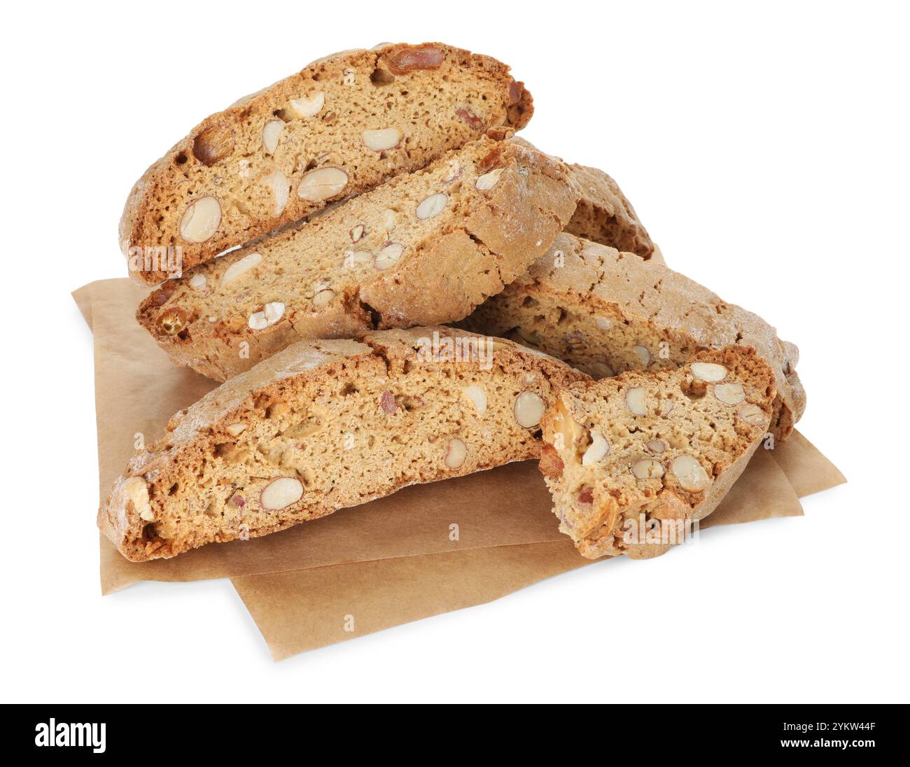 Traditional Italian almond biscuits (Cantucci) isolated on white Stock ...